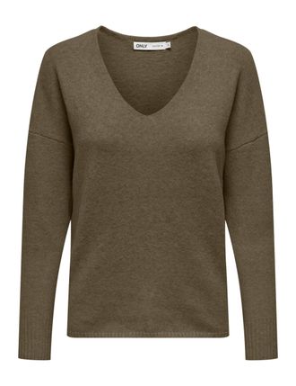 Only Damen Strickpullover V-Ausschnitt Sweater Onlrica Life L/S V-Neck Pullo KNT Noos 15224360,Beech,XS