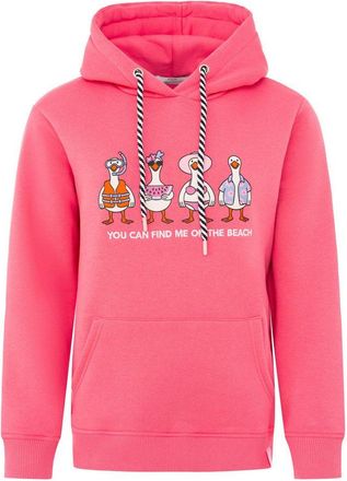Zwillingsherz Hoodie Summer Ducks lustiges M&ouml;wen Motiv, Kapuze mit gestreifter Kordel, K&auml;ngurutasche