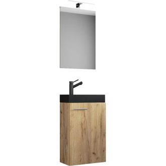 ebuy24 Ebuy24 - 3tlg Waschtisch Slito sp schmal Schwarz