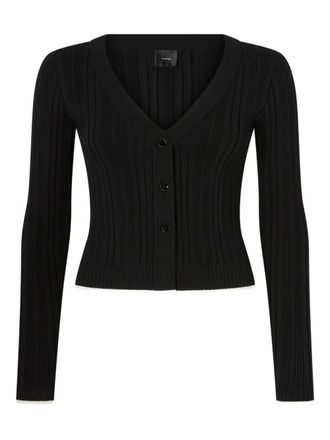 Pinko cardigan côtelé à col v - Noir
