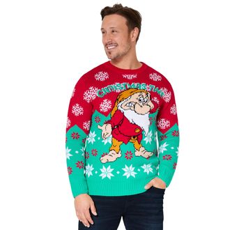 Disney Weihnachtspullover Herren, Warmer Pullover - Geschenk f&uuml;r M&auml;nner und Teenager (Blaugr&uuml;n Grumpy, 2XL)