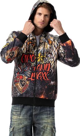 Cipo & Baxx Herren Sweatjacke Hoodie CL574 Schwarz - Stylischer Pullover im Modernen Casual Streetwear Stil mit Rei&szlig;verschluss & Kapuze f&uuml;r Alltag Freizeit & Part