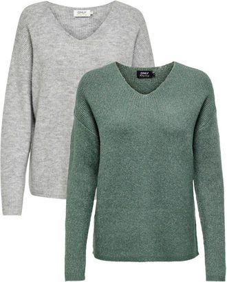 Only V-Ausschnitt-Pullover (2er Pack) aus Flachstrick zeitlos und stilvoll