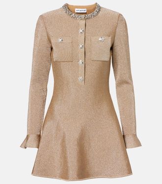 Self Portrait Minikleid aus Lam&eacute; mit Kristallen