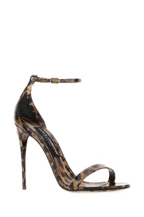 Dolce & Gabbana Womens Printed Leather Sandals Leo Scarpe Con Tacco High Heel Shoes