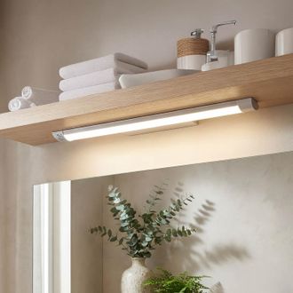 Licht-Erlebnisse LED Unterbauleuchte mit Schalter B: 60 cm IP42 Wei&szlig; l&auml;nglich neutralwei&szlig; 4000 K 2040 lm Spiegel Licht Wandlampe Bad K&uuml;chenleuchte Wand