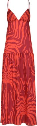 Johanna Ortiz robe Zea Palm à imprimé zèbre - Rouge