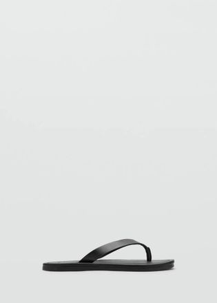 Mango Sandales &agrave; lani&egrave;res cuir noir - Homme - 39 - MANGO MAN