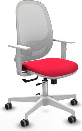 Piqueras y Crespo Hochwertiger B&uuml;rostuhl mit wei&szlig;en Armlehnen, h&ouml;henverstellbare Lendenwirbelst&uuml;tze, ausgestattet mit Syncro/Translack und Schneideschaum, Wei&szlig;/Rot