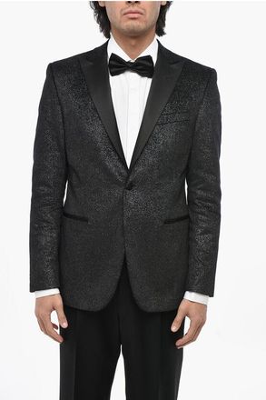 Corneliani CODE Lurex Velour Ceremony Blazer with Satin Lapel size 50