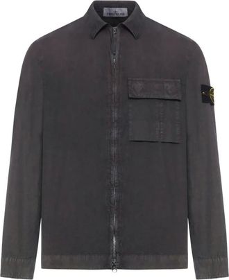 Stone Island Homme, Vestes, Brun, Taille: XL Overshirt zipp&eacute;e