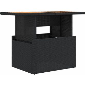 vidaXL Gartentisch Schwarz 100x55x73 cm Poly Rattan und Akazienholz - Vidaxl
