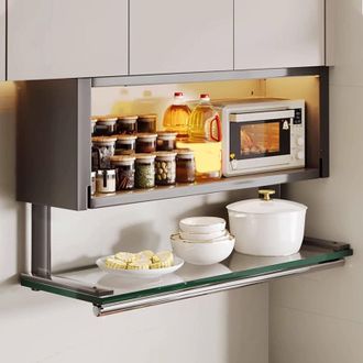 Generic Metallschrank Küchenhängeschränke Aus Kohlenstoffstahl Gefertigt Schranktür Mit Klappmechanismus Oder Magnetverschluss for Esszimmer, Badezimmer, Wohn