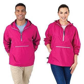 Charles River Apparel Pack-n-go Windbreaker Pullover Hooded Jacket Veste Coupe-Vent, Rose Vif, XXL Mixte