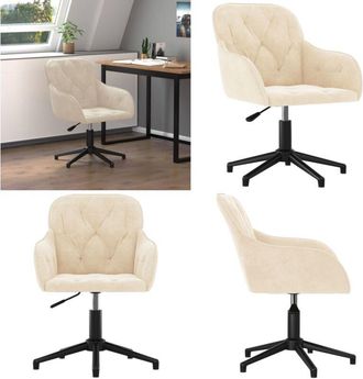 vidaXL Vidaxl - Bürostuhl Drehbar Creme Samt - Bürostuhl - Drehstuhl - Samtstuhl - Cremefarbener Stuhl - Ergonomischer Stuhl - Home & Living