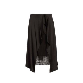 Acne Studios Jupe satin&eacute;e avec dentelle asym&eacute;trique