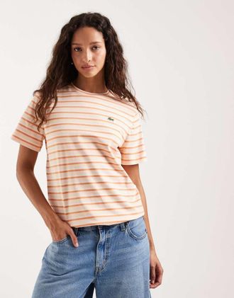 Lacoste Gestreiftes T-Shirt in Orange