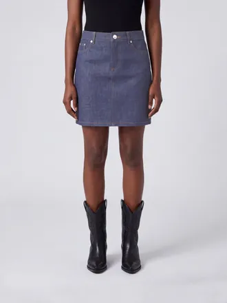 A.P.C. A. P.C. Mini-jupe crayon en denim de coton avec design &agrave; cinq poches
