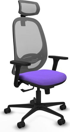 Piqueras y Crespo B&uuml;rostuhl aus Stoff, h&ouml;henverstellbar, mit 3D-Armen, h&ouml;henverstellbare Lendenwirbelst&uuml;tze und h&ouml;henverstellbares Kopfteil, Grau/Lila