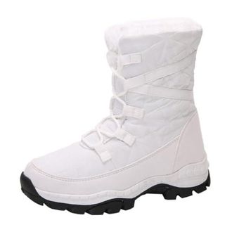 Beaupretty Bottes Chaudes DHiver pour Femmes Bottes de Neige &agrave; Tige Moyenne Doublure en Peluche Semelle Souple Antid&eacute;rapante Blanc Taille 37 Chaussures DExt&eacute;rieu