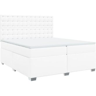 vidaXL Boxspringbett mit Matratze Wei&szlig; 200x200 cm Kunstleder vidaXL