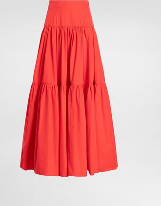 Dolce & Gabbana Rock Aus Baumwollpopeline, Lang - Frau R&ouml;cke Orange 36