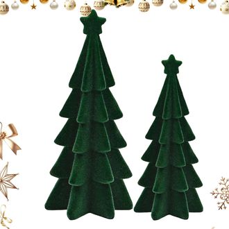 Generico Kleiner Weihnachtsbaum - saisonale Partydekoration aus gr&uuml;nem Harz - Miniatur Weihnachtsbaum 2-teilig | f&uuml;r Zuhause, B&uuml;ro, Schule, Wohnung, Hotel, Spe