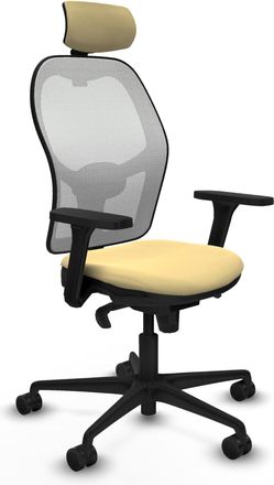 Piqueras y Crespo B&uuml;rostuhl f&uuml;r viele Stunden mit 3D-Armen, h&ouml;henverstellbare Lendenwirbelst&uuml;tze und h&ouml;henverstellbares Kopfteil, wei&szlig; / cremefarben