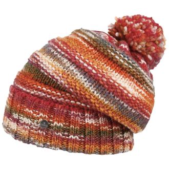 Lierys Fauske Bommelm&uuml;tze Damen Herren Pudelm&uuml;tze mit Schurwolle Made in Germany Gestrickt Oversize Wollm&uuml;tze Herbst Winter orange-rot One Size