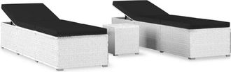 vidaXL Vidaxl - Chaises longues de jardin table à thé 3pcs Résine tressée Blanc