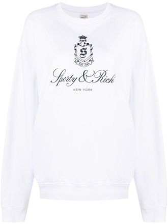Sporty & Rich sweat en coton &agrave; logo imprim&eacute; - Blanc