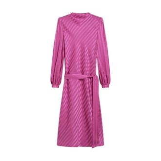 Valentino Garavani Midikleid aus gl&auml;nzend-mattem Jacquard mit Logo-Streifen - - Dresses - Damen - Lila - S