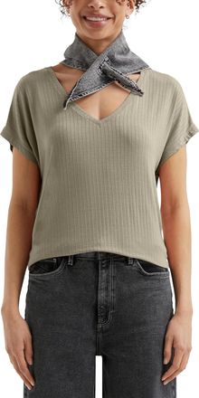 QS by s.Oliver Fließendes Oversize-Shirt mit Rippstruktur