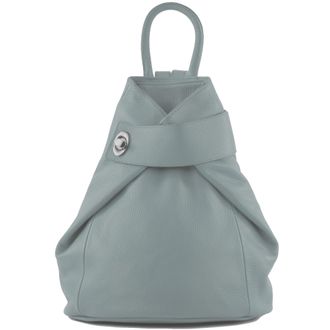 modamoda.de T179 - ital: Damen Rucksack Tasche aus Leder, Farbe:Eisblau