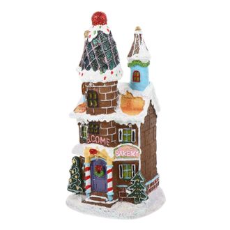 Cabilock Leuchtendes Weihnachtshaus aus Harz Kleines Weihnachtsdekorations Ornament mit Warmem Gelblicht Tischdeko f&uuml;r Weihnachten und Festtagsatmosph&auml;re