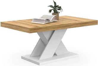 IDMarket Idmarket - Table basse alicia plateau bois et pied x blanc