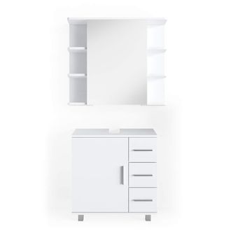 Vicco Badmöbel-Set Weiß Ilias, bestehend aus Bad Spiegelschrank, Waschbeckenunterschrank - mit Fächern für Flexible Aufbewahrung
