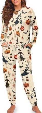 Generic Ensemble de v&ecirc;tements de d&eacute;tente pour femme 2 pi&egrave;ces en coton et lin - Tenue d&eacute;contract&eacute;e ample &agrave; manches 3/4 - Pantalon large taille haute avec poche