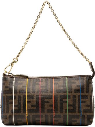 Fendi Hobo Bags - Zucca Spalmati Stripes Chain Pochette - Gr. unisize - in Braun - für Damen