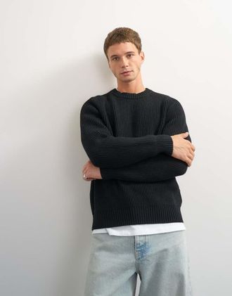Topman pull en maille p&ecirc;cheur coupe classique noir