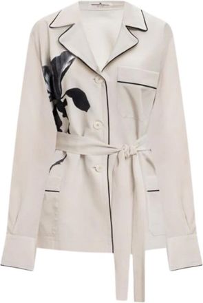 Ermanno Scervino Femme, Vestes, Blanc, Taille: 38 FR Veste Ceintur&eacute;e &agrave; Rayures