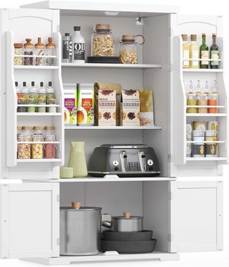 Vasagle K&uuml;chenschrank, Schrank, Mehrzweckschrank freistehend, Ober- und Unterschrank, 4 verstellbare Ablagen, 6 T&uuml;rf&auml;cher, f&uuml;r Wohnzimmer K&uuml;che, 40 x 76 x 135