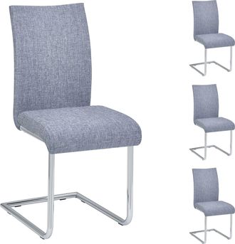 IDIMEX Esszimmerstuhl ALADINO modernes Design, Schwingstuhl Freischwinger Küchenstuhl, Set mit 4 Stühlen Stoffbezug in grau