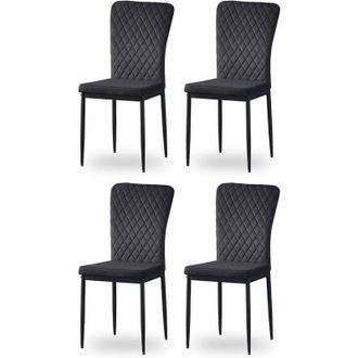 Ainpecca Jymtom Lot de 4 chaises jymtom noires bandeau pour salle &agrave; manger- Noir