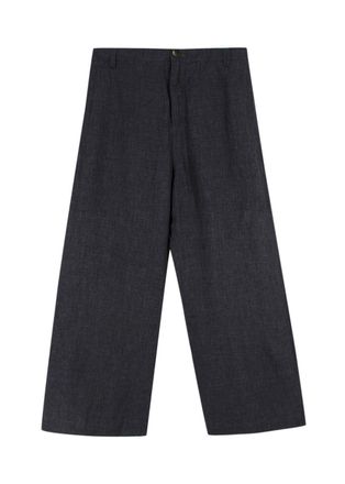 Momoni Dark Grey Linen Wide Leg Trousers Size XL