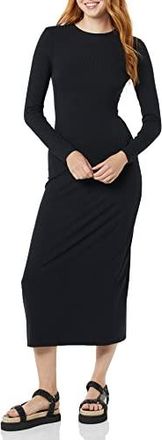Amazon Essentials Robe à côte Large, Manches Longues et Dos Nu Femme, Noir, XL