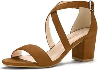 Allegra K Sandales à Talon carré pour Femmes Brun 39