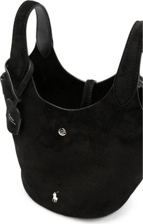 Ralph Lauren Logo-Embroidered Suede Tote Bag - Black