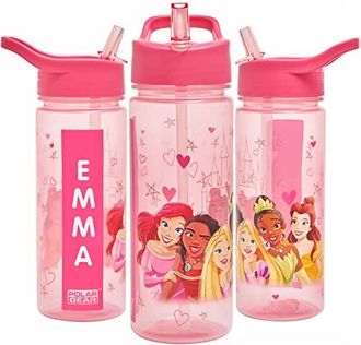 Disney Polar Gear Bouteille deau en Tritan sans BPA avec paille - R&eacute;utilisable, anti-d&eacute;versement - avec autocollants - Id&eacute;ale pour l&eacute;cole, la cr&egrave;che, le spor