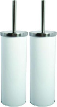 MSV WC B&uuml;rste Toilettenb&uuml;rste WC Garnitur Klob&uuml;rste Miami mit hygienischem Beh&auml;lter Wei&szlig; (Packung mit 2)